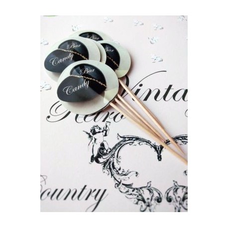 Set 30 Toppere Candy Bar 5cm "Negru Love"